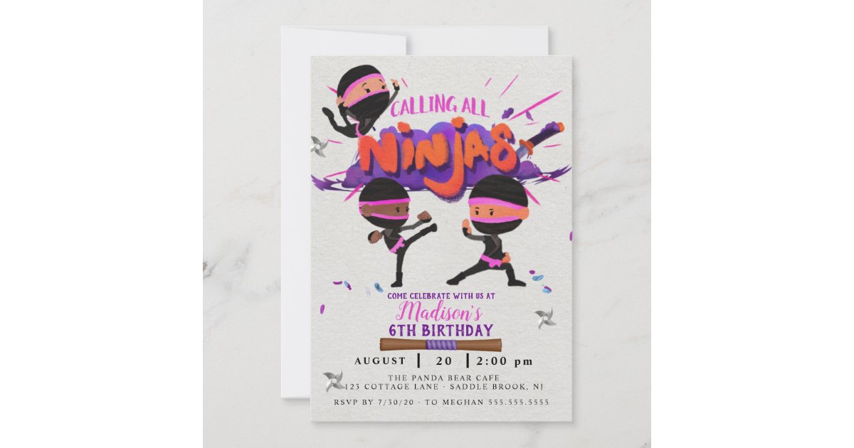 Ninja Girl Birthday Invitation | Zazzle