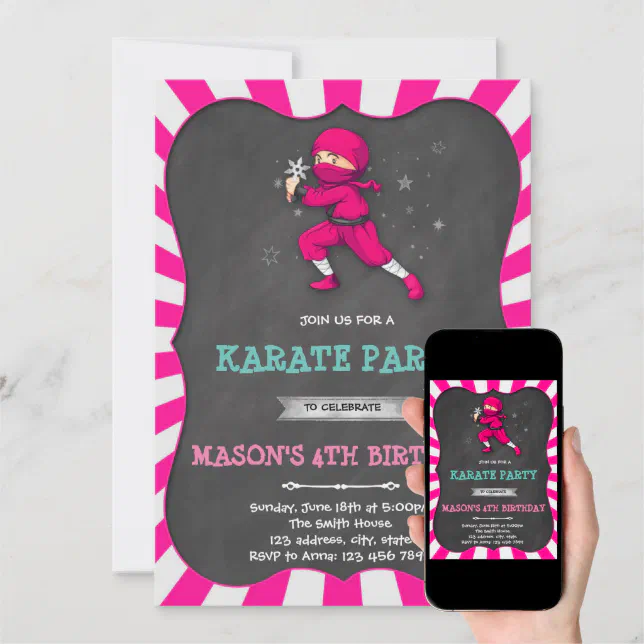 Ninja girl birthday party Invitation | Zazzle