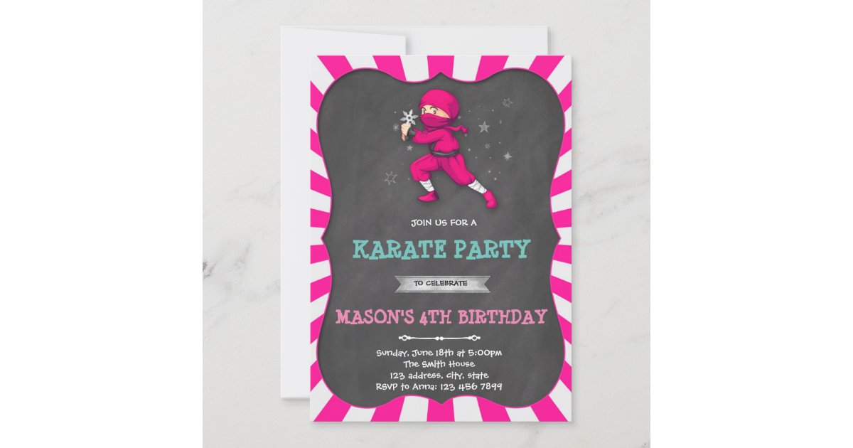 Ninja girl birthday party Invitation | Zazzle