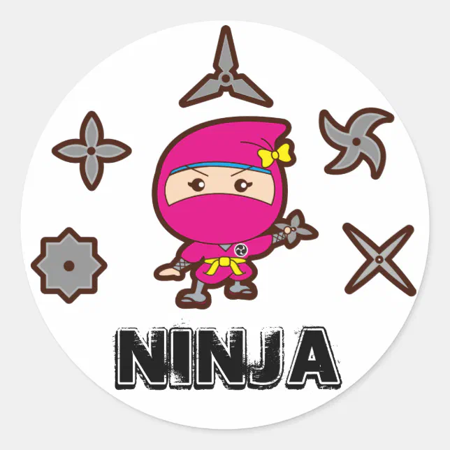 Ninja Girl Classic Round Sticker | Zazzle