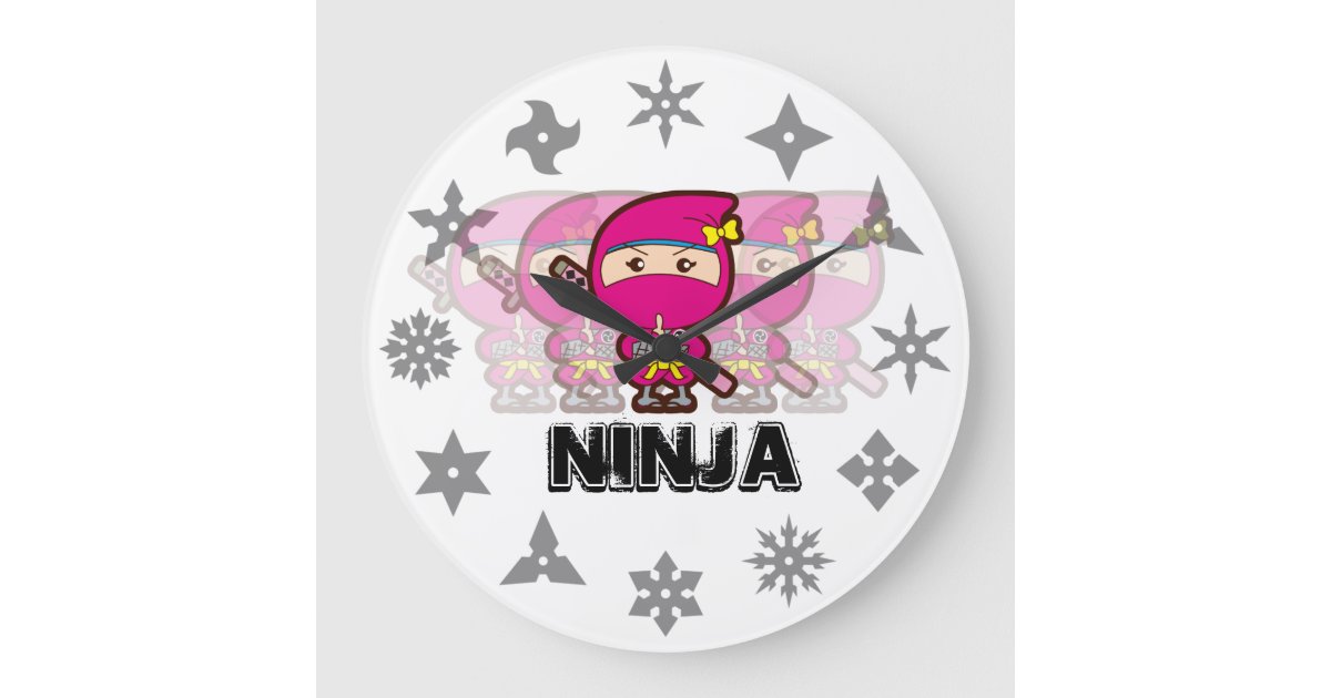 Ninja Girl Large Clock | Zazzle
