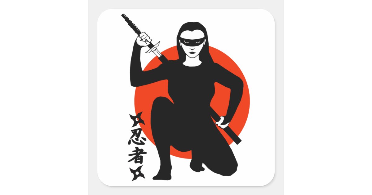 Ninja Girl Square Sticker | Zazzle