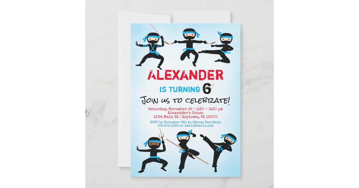 Ninja Invitation Ninja Boy Birthday Invite | Zazzle