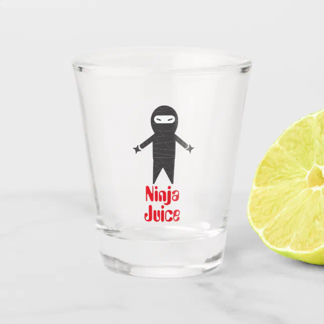 Ninja Juice Cartoon Shot Glass | Zazzle