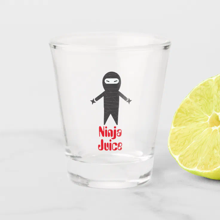 Ninja Juice Cartoon Shot Glass | Zazzle