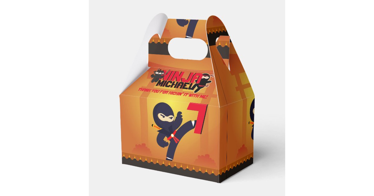 NINJA Movie Star Warrior Kicking it Karate Party Favor Boxes | Zazzle