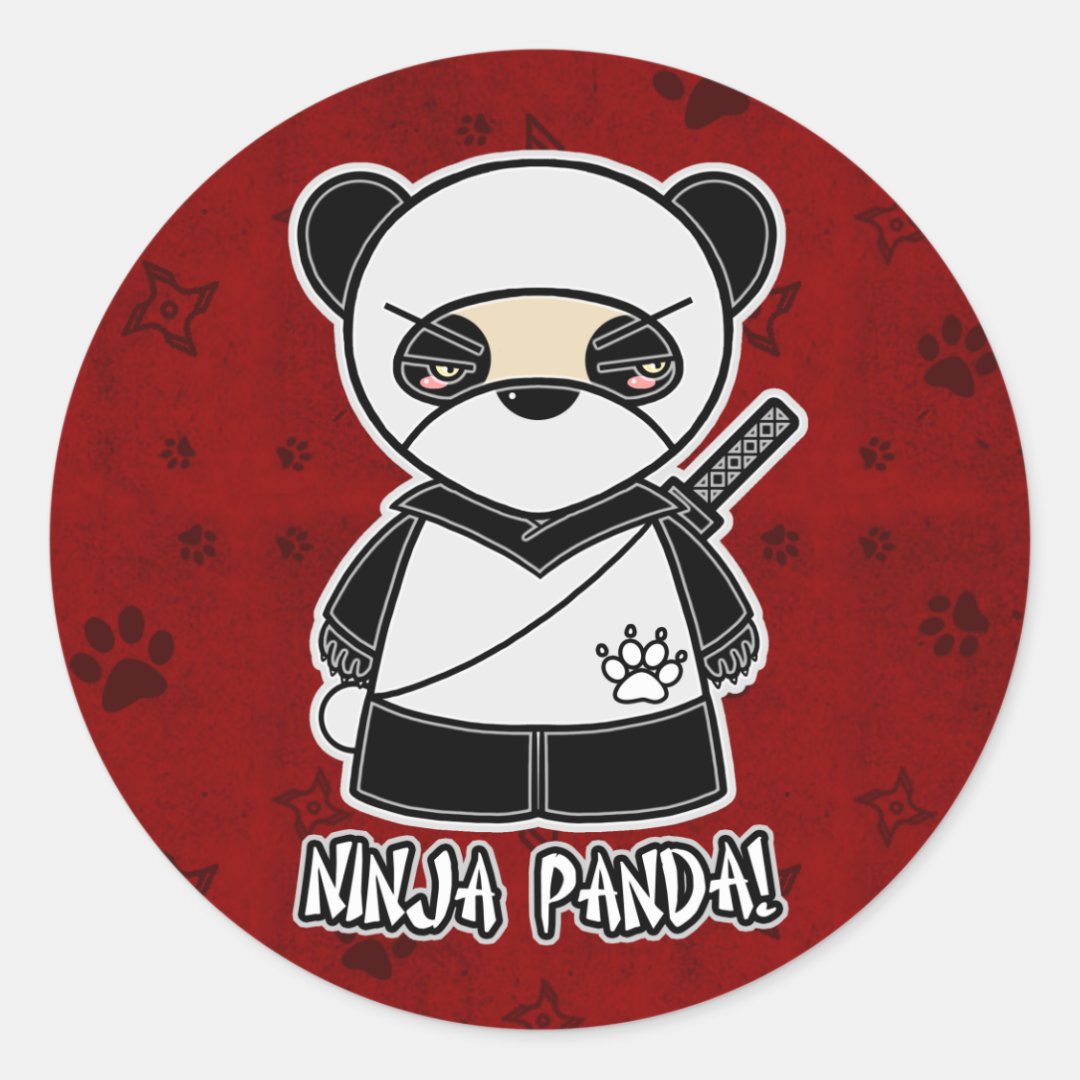 Ninja Panda! In Red Sticker | Zazzle