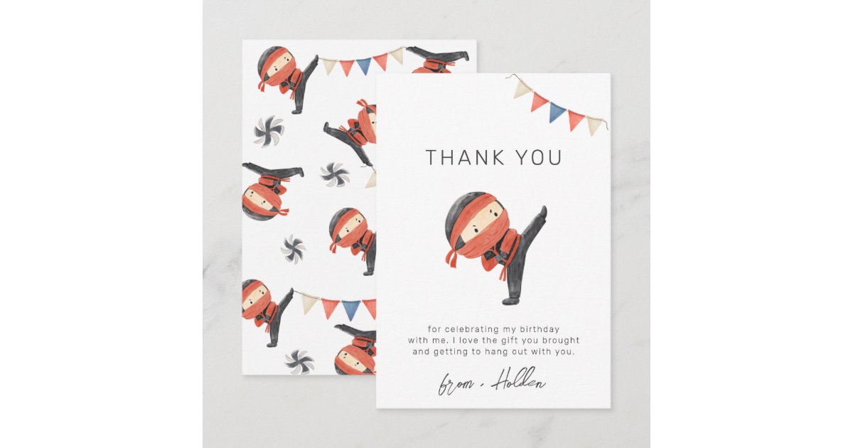 Ninja Party Thank You Card | Zazzle