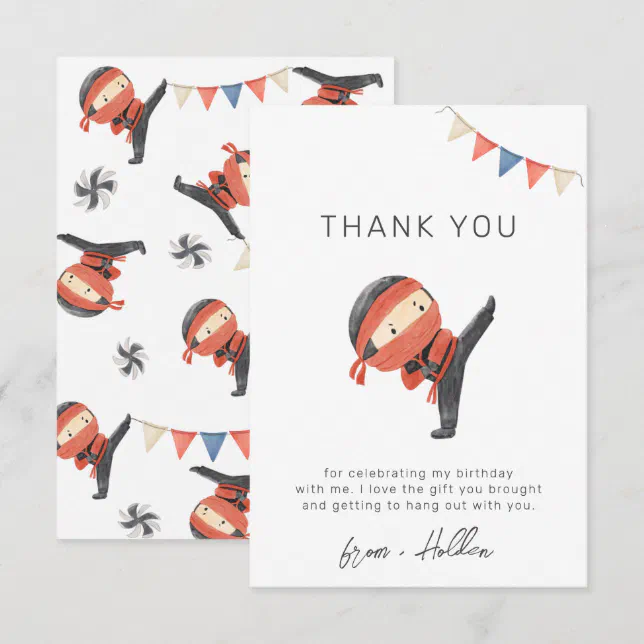 Ninja Party Thank You Card | Zazzle