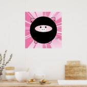 Ninja Pig on Pink Poster | Zazzle