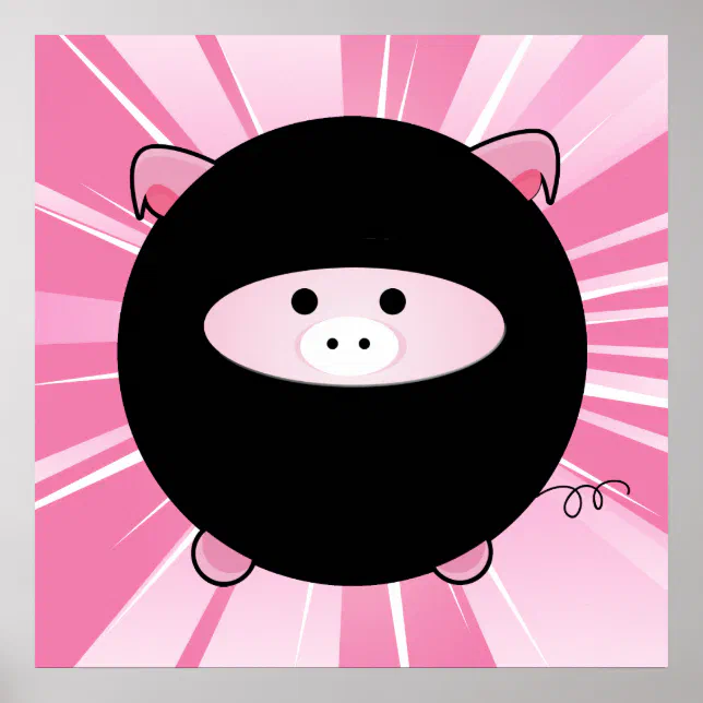 Ninja Pig on Pink Poster | Zazzle