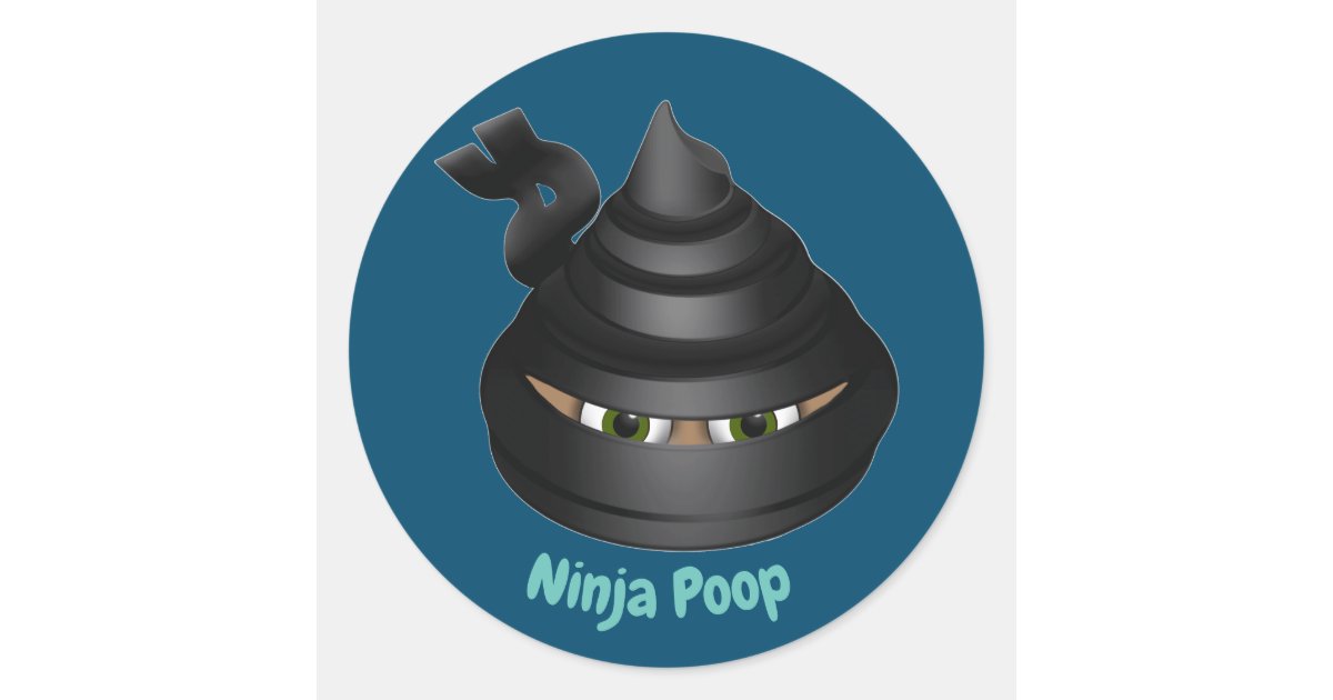 Ninja Poop Emoji Classic Round Sticker | Zazzle