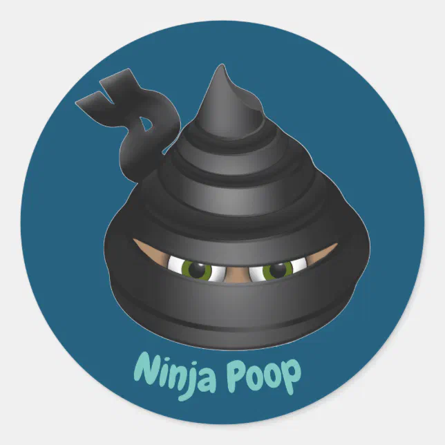 Ninja Poop Emoji Classic Round Sticker | Zazzle