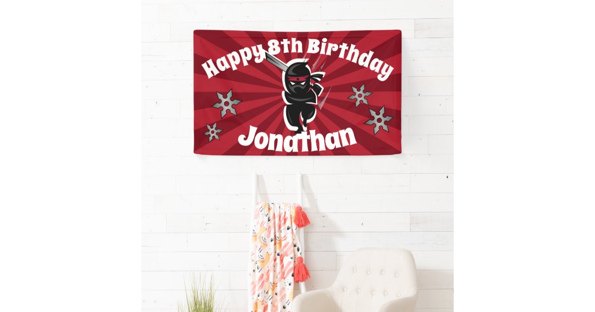 Ninja Samurai Personalized Happy Birthday Banner | Zazzle