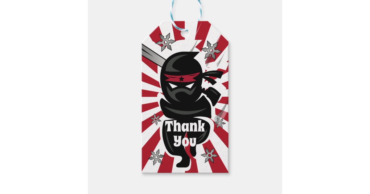Ninja Samurai Thank You Birthday Party Favor Tags | Zazzle
