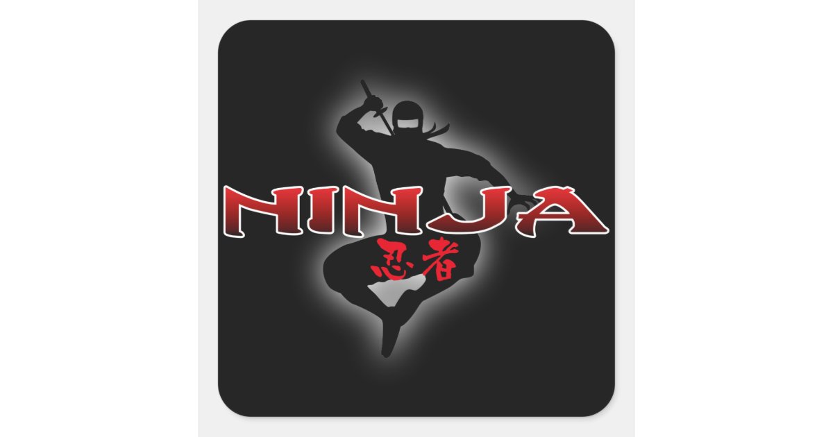 Ninja Silhouette Square Sticker | Zazzle