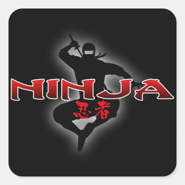 Ninja Silhouette Square Sticker | Zazzle