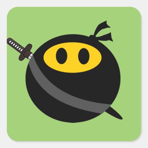 Ninja smiley face square sticker | Zazzle