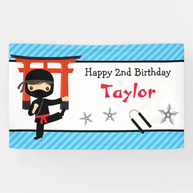 Ninja Warrior Birthday Party Banner Backdrop | Zazzle