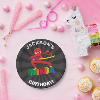 Ninja Warrior Birthday Party Paper Plates | Zazzle