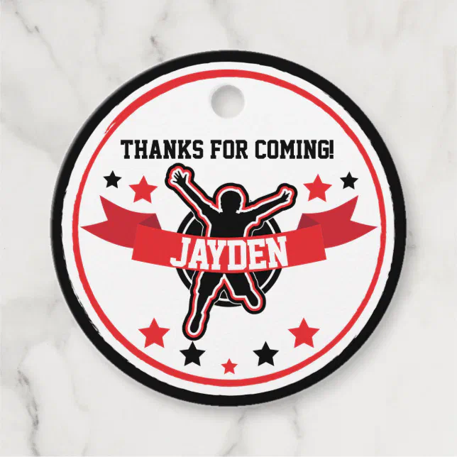 Ninja Warrior Black Red Favor 2" Circles Gift Tag | Zazzle