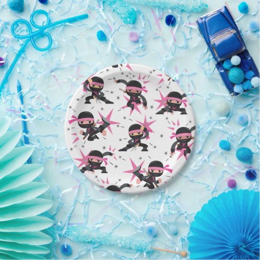 Ninja Warrior Girl Birthday Party Paper Plates | Zazzle