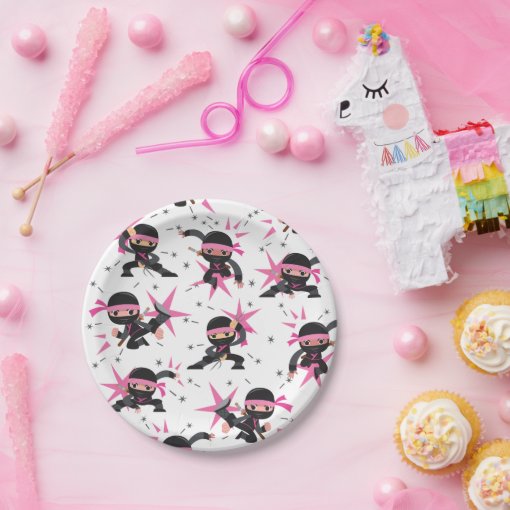 Ninja Warrior Girl Birthday Party Paper Plates | Zazzle