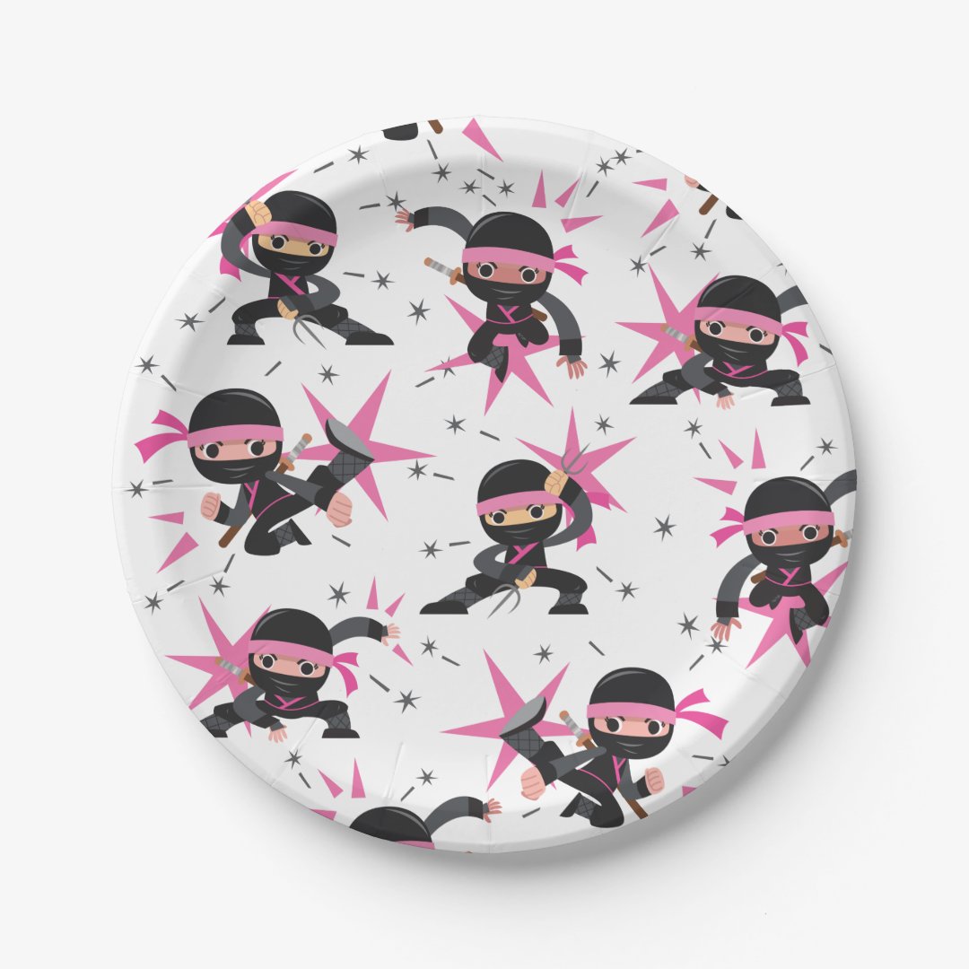 Ninja Warrior Girl Birthday Party Paper Plates | Zazzle