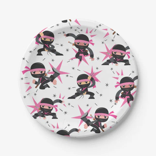 Ninja Warrior Girl Birthday Party Paper Plates | Zazzle