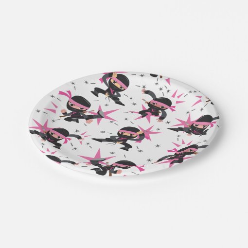 Ninja Warrior Girl Birthday Party Paper Plates | Zazzle