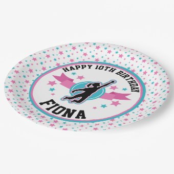 Ninja Warrior Girls Pink and Teal Birthday Party Paper Plates | Zazzle