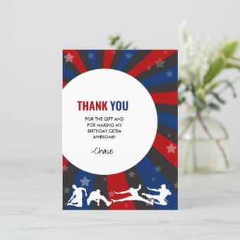 Ninja Warrior Themed Birthday Party Thank You Card | Zazzle