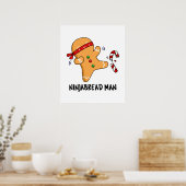 Ninjabread Man Funny Gingerbread Pun Poster | Zazzle