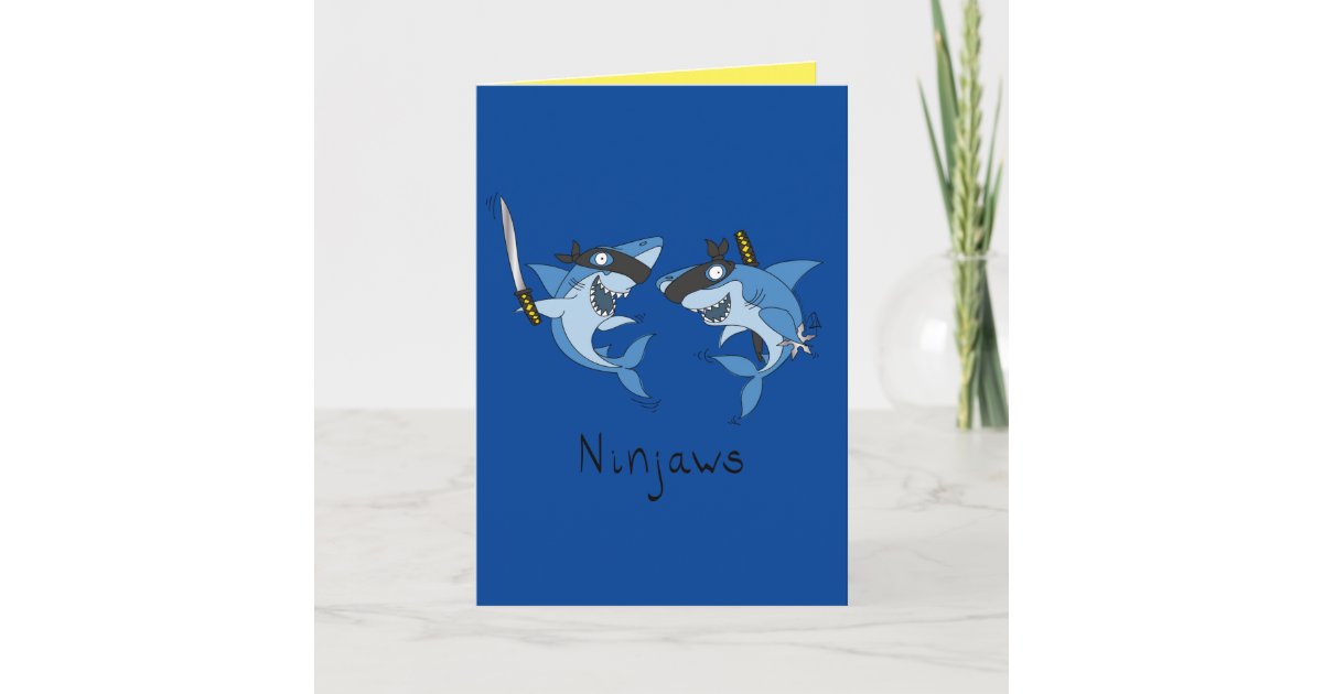 Ninjaws Ninja Sharks Funny Greeting Card | Zazzle