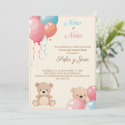 Nino o Nina Spanish Gender Reveal Invitation | Zazzle