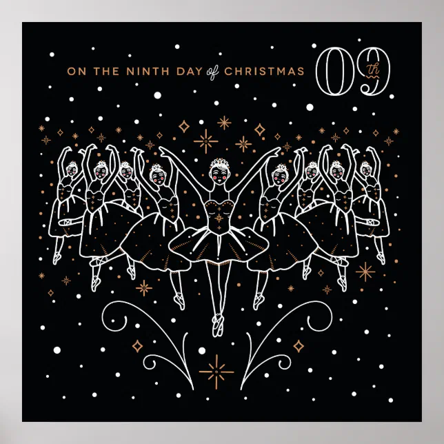 Ninth Day of Christmas Poster 24x24 | Zazzle