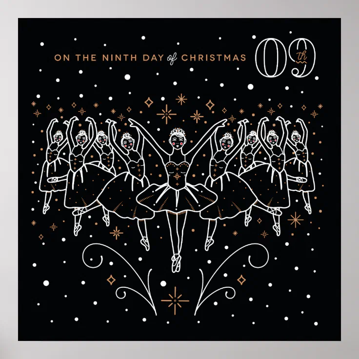 Ninth Day of Christmas Poster 24x24 | Zazzle
