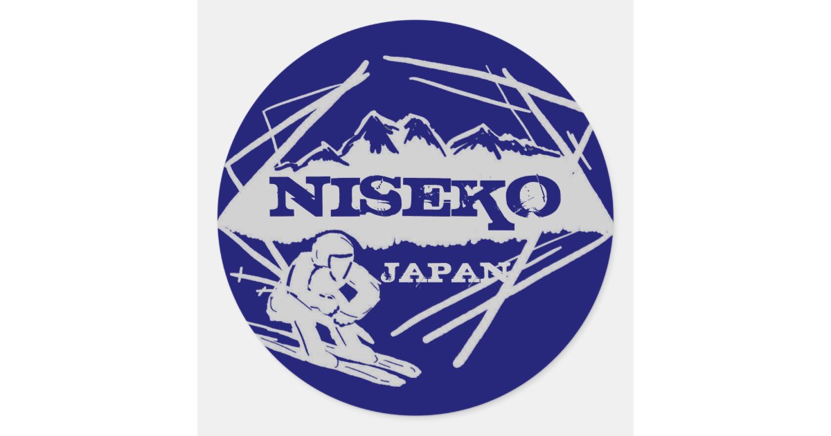 Niseko Japan blue gray ski logo art stickers | Zazzle