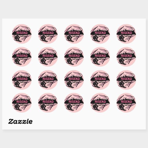 Niseko Japan pink ski logo art stickers | Zazzle