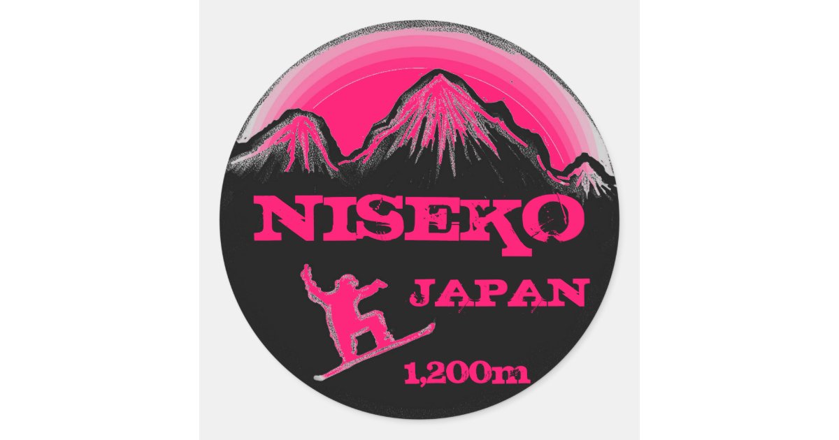 Niseko Japan pink snowboard art souvenir stickers | Zazzle