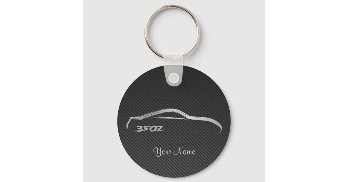 Nissan 350Z Brushstroke Logo w/ Faux Carbon Fiber Keychain | Zazzle
