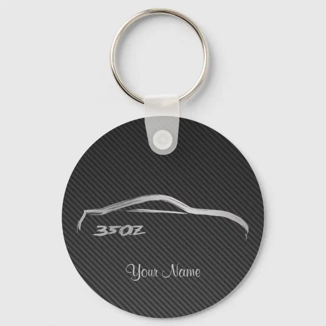 Nissan 350Z Brushstroke Logo w/ Faux Carbon Fiber Keychain | Zazzle