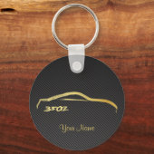 Nissan 350Z Gold Brush stroke Logo w/ faux carbon Keychain | Zazzle