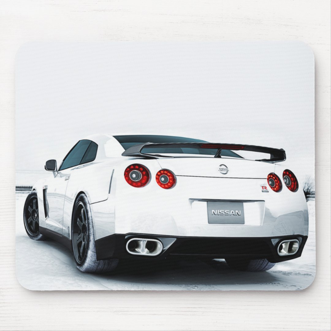 Nissan GT-R White Mouse Pad | Zazzle