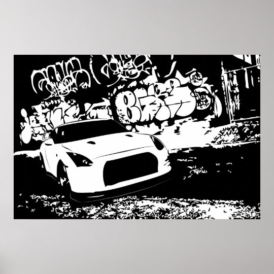 Nissan Skyline GTR with Graffiti Backdrop Poster | Zazzle.com