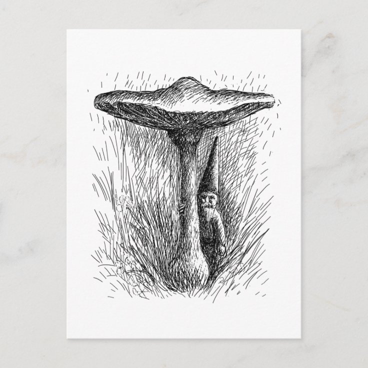Nisse Elf Behind a Toadstool Postcard | Zazzle