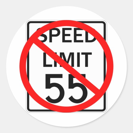 No 55 mph Speed Limit Sign Classic Round Sticker | Zazzle.com