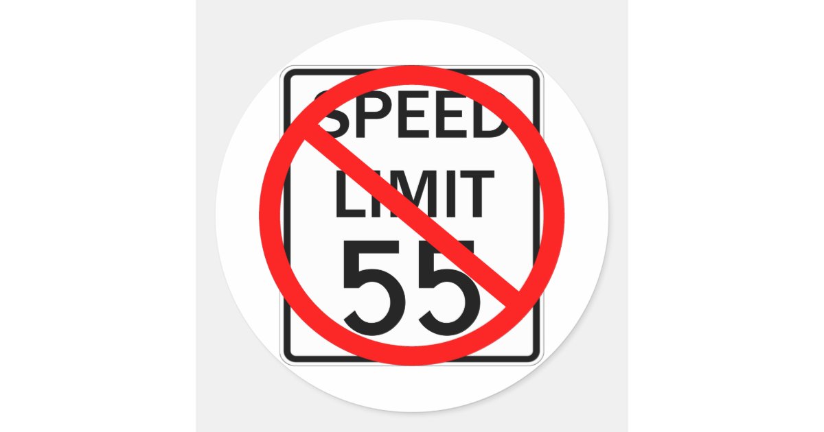 No 55 mph Speed Limit Sign Classic Round Sticker | Zazzle