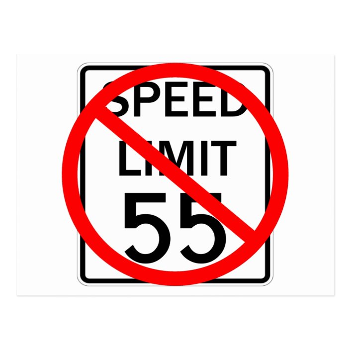 No 55 mph Speed Limit Sign Postcard | Zazzle.com