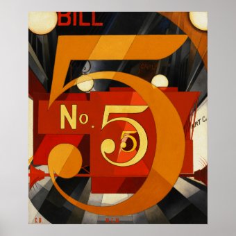 No. 5 Painting - The Figure 5 in Gold by Demuth Poster | Zazzle